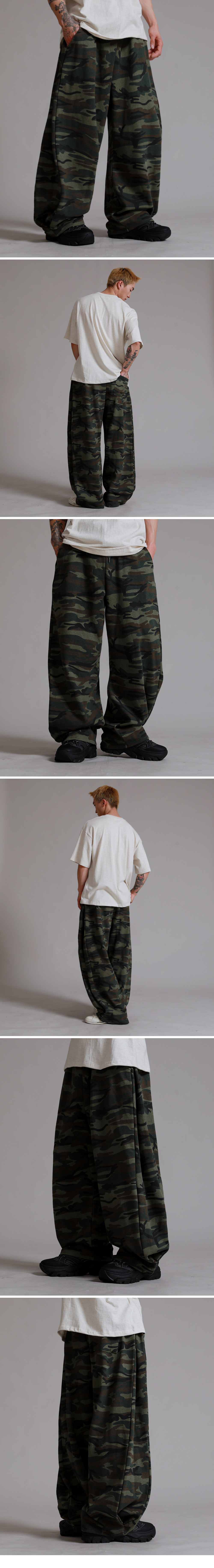 MUSINSA | LIKE THE MOST Two-Tuck Long Side Oversized Pants_Camo Khaki